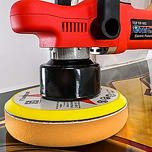 TCP Global 6.5" Orange Flat Medium Cut Grip Foam Polish Buff Pad - DA Hook & Loop
