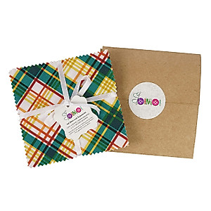 Soimoi Precut 10-inch Check Prints Cotton Fabric Bundle Quilting Squares Charm Pack DIY Patchwork Sewing Craft- Multicolor