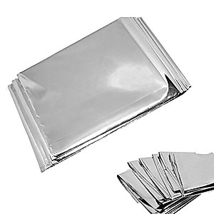 Science Purchase 20 Pack Emergency Mylar Thermal Blankets, 54" x 84", Silver,Large, 73MYLARPK20