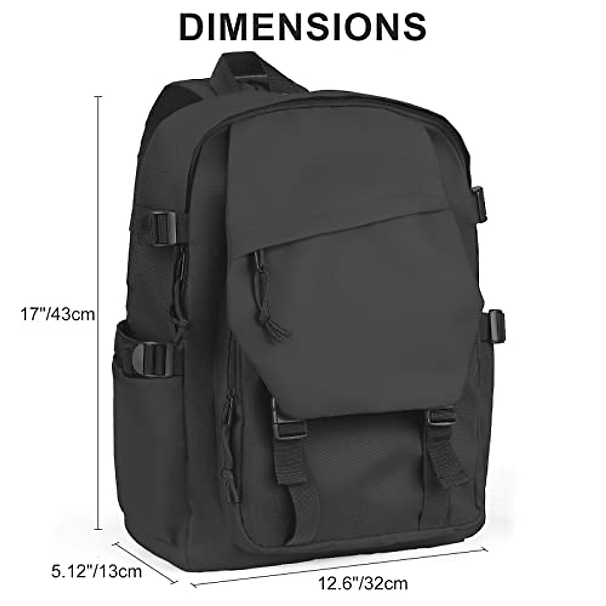 Neurora Lightweight Black Backpack Travel Laptop Backpack for Sports,Work,Security Travel,College.