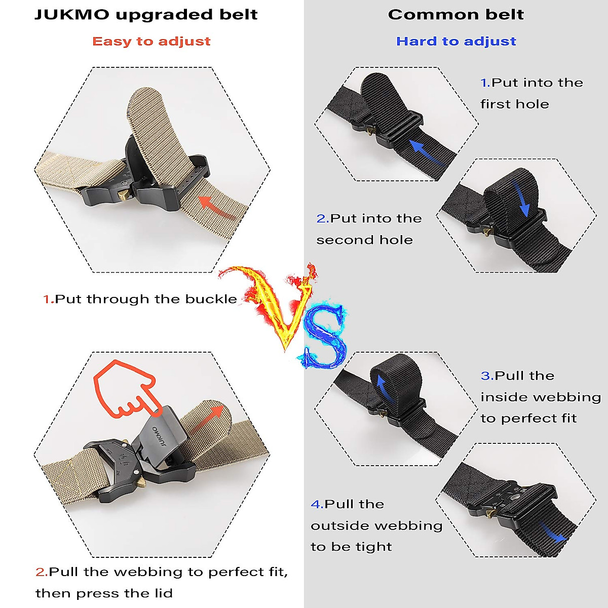 JUKMO Tactical Belt, 2 Pack Military Hiking Rigger 1.5" Nylon Web Work Belt with Heavy Duty Quick Release Buckle (Black+Coyote, Medium-for Waist 36"-42" (Length 49"))