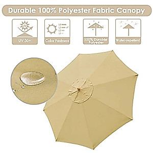 Yescom 13ft XL Outdoor Patio Umbrella w/ German Beech Wood Pole Beach Yard Garden Wedding Cafe Garden (Beige)