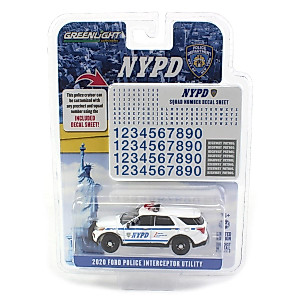 Greenlight 1/64 2020 NYPD Ford Police Interceptor Utility with Squad Decal Sheet 42776