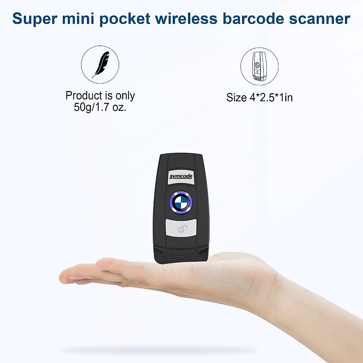 Symcode Bluetooth Barcode Scanner 1D Laser Wireless Barcode Scanner 3-in-1 BT & USB Wired & 2.4G Portable Handheld scanning Barcode Reader for Library Book, Warehouse Inventory, Store
