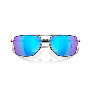 Oakley Men's OO4124 Gauge 8 Rectangular Sunglasses, Matte Gunmetal/Prizm Sapphire Iridium Polarized, 62 mm