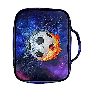 Uourmeti Galaxy Soccer Bible Covers for Women Bible Book Holder with Zipper Pocket Carrying Bible Case Large Size Bible Bags Study Scripture Bag with Handle Church Tote Bags
