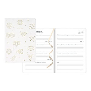 Letts of London Zodiac Academic Weekly/Monthly Planner, August 2023 to July 2024, Week-to-View, Sewn Binding, Multilingual, A5 Size, 8.25" x 5.875", Ivory (C031745-24)