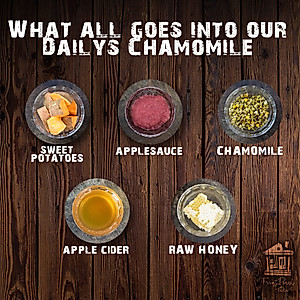 Sams Yams Sweet Potato Dog Treats, Healthy Dog Treats for Large, Medium, Small Breed Dogs, Sweet Potato Dog Chews Made in USA - Sam's Yams DAILY'S Sweet Potato Recipe Flavored with Chamomile, 7oz