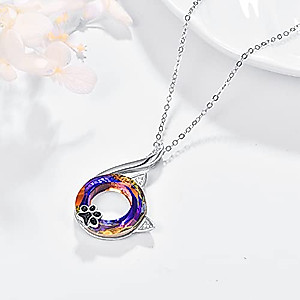 Dreamboat Sterling Silver Cat Necklace for Women Crystal Necklace Cute Animal Necklace Kitten Necklace Cat Pendant Red Paw Print Necklace Cat Jewelry Gifts