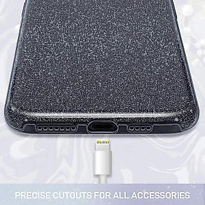 MILPROX Case Compatible for iPhone 11 Pro Max, Bling Sparkly Glitter Luxury Shiny Sparker Shell, Protective 3 Layer Hybrid Anti-Slick Slim Soft Cover for iPhone 11 Pro Max 6.5 inch (2019)-Black