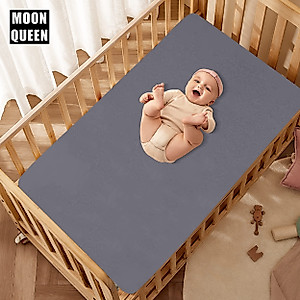 MOONQUEEN 2-Pack Baby Fitted Crib Sheets - Soft Breathable Microfiber Toddler Nursery Sheet Set for Boys and Girls, Fits Standard Size Crib Mattress 28 x 52 x 8in, Grey