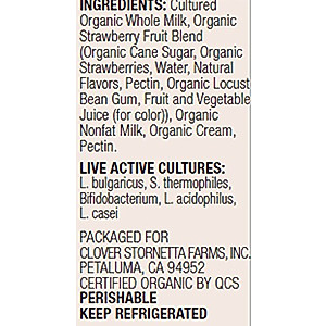 Clover Sonoma, Organic Cream On Top Yogurt, Strawberry, 6 Oz