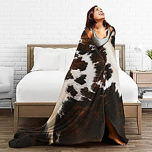 Cowhide Cow Print Throw Blanket, Super Soft Lightweight Flannel Fleece Blanket for Bed Couch Sofa, All Season Warm Cozy Fuzzy Plush Microfiber Blankets 40"x50"