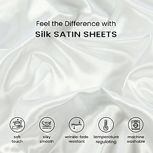 Vuvet Bedding 100% Pure Silk Satin Sheet Set 7pcs, Silk Fitted Sheet 15'' Deep Pocket,Silk Flat Sheet,Silk Duvet Cover & Pillowcases Set !!! King, Aqua Blue