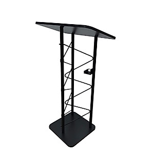 FixtureDisplays Truss Metal and Wood Podium 25" Wide Top Pulpit Lectern with A Cup Holder 11566-H