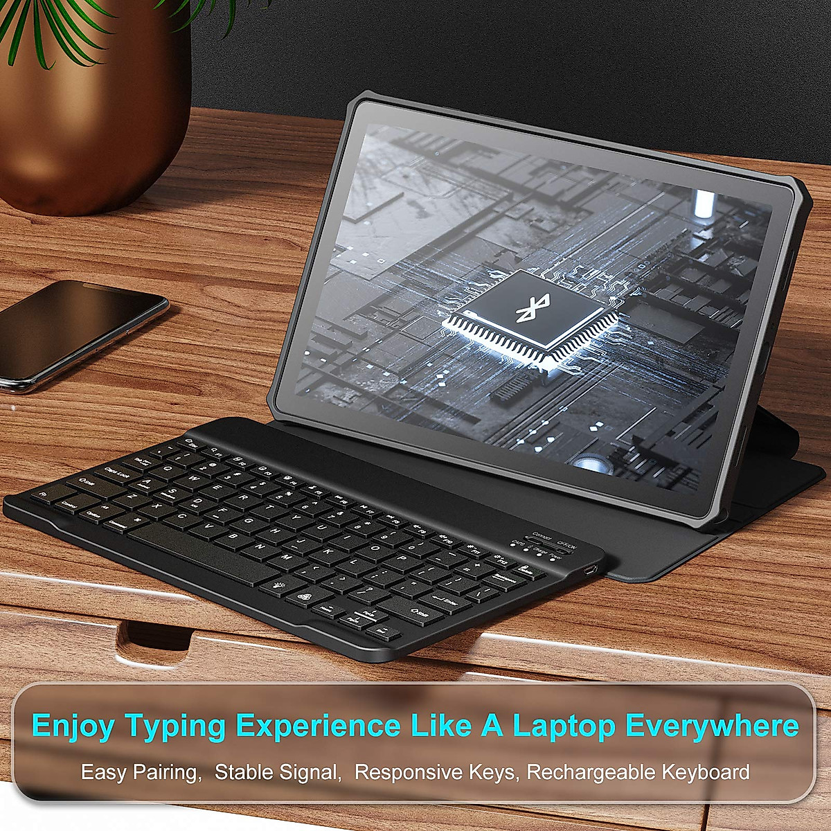 INFILAND Galaxy Tab A7 Backlit Keyboard Case, Multi-Angle 7 Colors Backlight Detachable Wireless Keyboard Case Cover Compatible with Samsung Galaxy Tab A7 10.4 SM-T500/T505/T507 2020 Tablet, Black