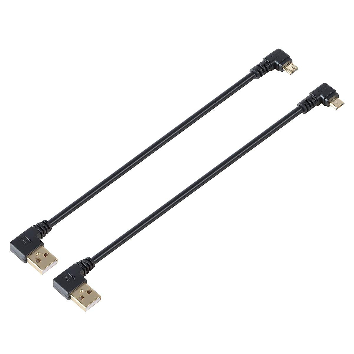 TENINYU Combo-Pack Left/Right Angle USB Cable 5.5 Inches for TV Stick and Power Bank - 90 Degree USB to Micro USB Cable for Roku TV Stick and More