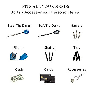 Casemaster Sentinel 6 Dart Case, Holds Extra Accessories, Tips, Shafts and Flights, Compatible with Steel Tip and Soft Tip Darts, Impact & Water Resistant Tactech Shell, Galaxy