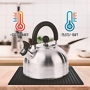 KITCHENATICS Trivets for Hot Dishes, Silicone Trivets for Hot Pots & Pans, Hot Pads for Kitchen, Pot Holders for Kitchen Heat Resistant Mats for Countertop, Silicone Trivet Mat Hot Plates, Black 4Pcs