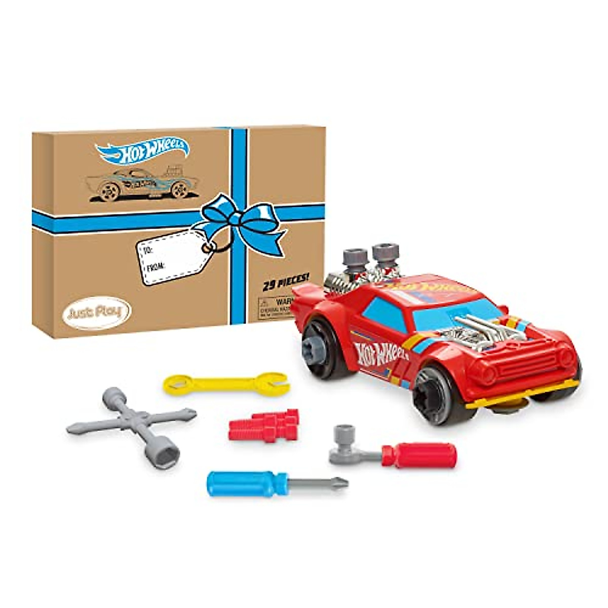 Hot Wheels Ready-to-Race Car Builder Set, Night Shifter Vehicle, 29 Pieces Toy Car Construction Set, Mechanic Role-Play, Kids Toys for Ages 3 Up by Just Play