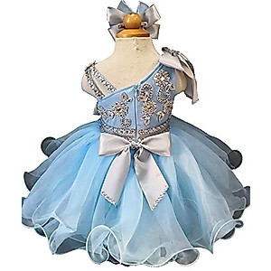 Jenniferwu G285BB Infant Toddler Baby Newborn Little Girl's Pageant Party Birthday Dress Baby Blue Size 9-12M