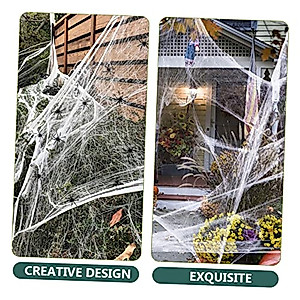 Gadpiparty 4 Sets Party Halloween Novelty for Props Fake Stretchy Cobweb Decorations Decoration with Scary Spiders and Webbing Indoor Web Decor Outdoor Spider