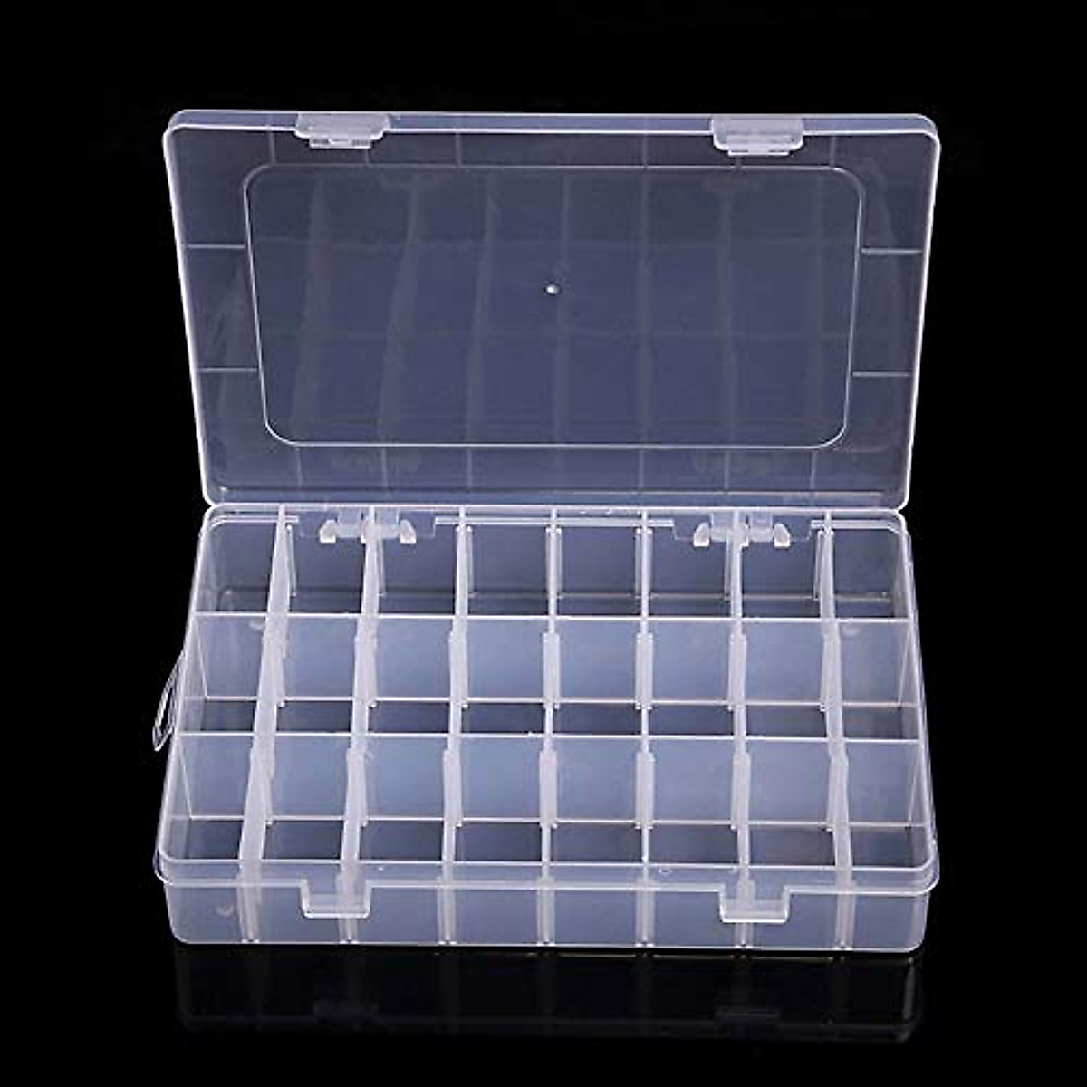 Powerfulline 15/10/24 Grids Clear Plastic Jewelry Storage Box Detachable Case Craft Beads Organizer