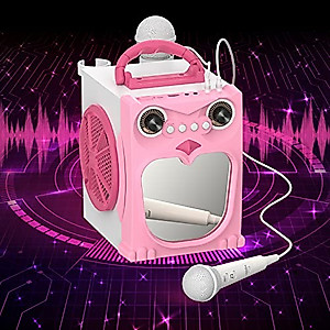 EARISE K25P Kids Karaoke Machine for Girls Boys, Karaoke Speaker with 2 Microphones, Karaoke Toy with Voice Changer & Flashing Lights, Christmas Holiday Birthday Gift, Bluetooth/AUX/TF Card/USB