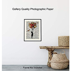 Banksy Wall Art - Butterfly Wall Decor for Women - Banksy Poster - Little Girls Bedroom Decor - Butterfly Wall Art - Dictionary Art