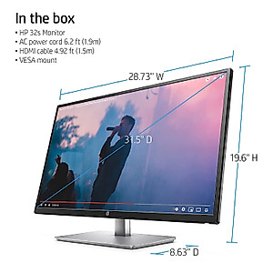 HP FHD IPS Monitor with Tilt Adjustment and Anti-Glare Panel- 32-Inch, Black/Silver