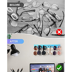 SILFGRLF Sunglasses Holder Organizer, 2 Pack Acrylic Sunglasses Organizer Wall Mounted Eyeglasses Display Holder Eyewear Glasses Hanging Rack for Entryway Living Room Bedroom(Iridescent)