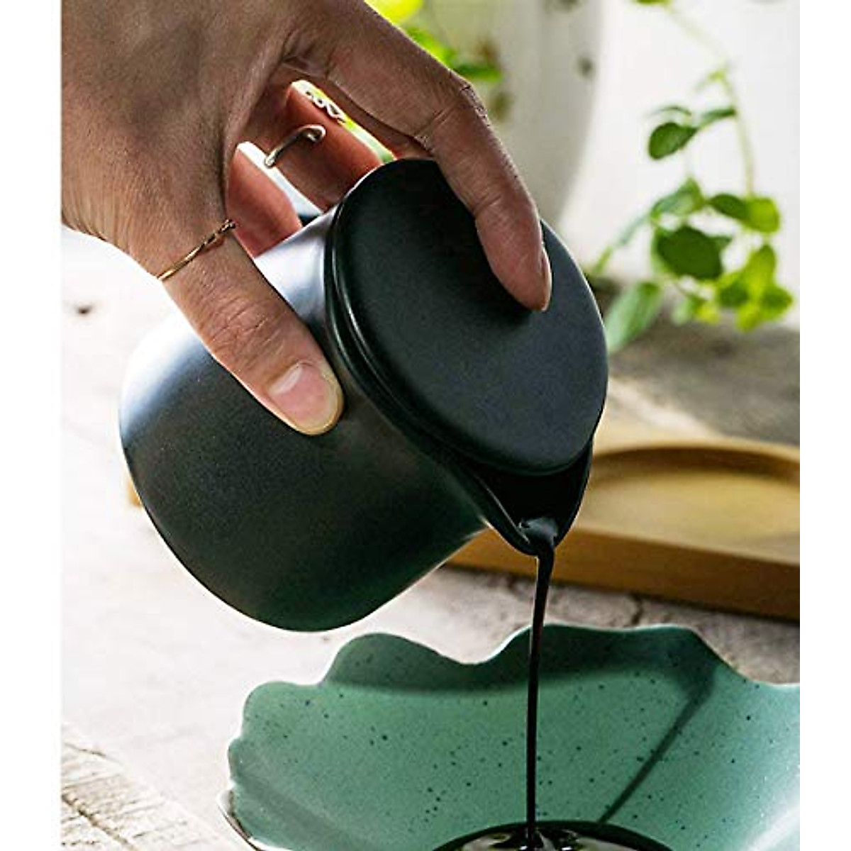 123Arts Multi Ceramics Sugar Bowl Seasoning Pot Storage Cream Jar with Lid And Spoon,5oz