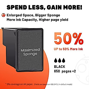 COCCINK 61XL Ink Cartridge Replacement for HP Ink 61 XL for Envy 4500 5530 4502 5535 5534 officejet 4630 4635 Deskjet 3050 2540 3510 Printer (2 Black) High Yield Combo Pack