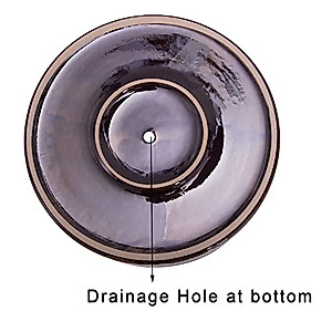 ARTKETTY Succulent Pots, 11 Inch Large Succulent Planters Pots with Drainage Ceramic Bonsai Pots with Bamboo Stand, Shallow Planters for Indoor/Outdoor Plants Modern Cactus Flower Plant Bowl (Blue)