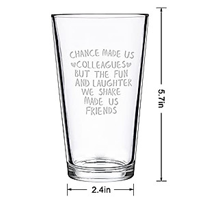 Chance Made Us Colleagues Beer Glass 15Oz, Funny Coworkers Beer Pint Glass Gift for Job Leaving, Going Away, Retirement, Birthday, Christmas - Coworker Gifts for Coworker Employees Boss Women Men