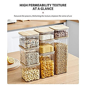 Yctze Airtight Food Storage Container with Bamboo Lid - Clear Jar for Noodles, Flour, Rice, Tea, Coffee Beans (900ml)