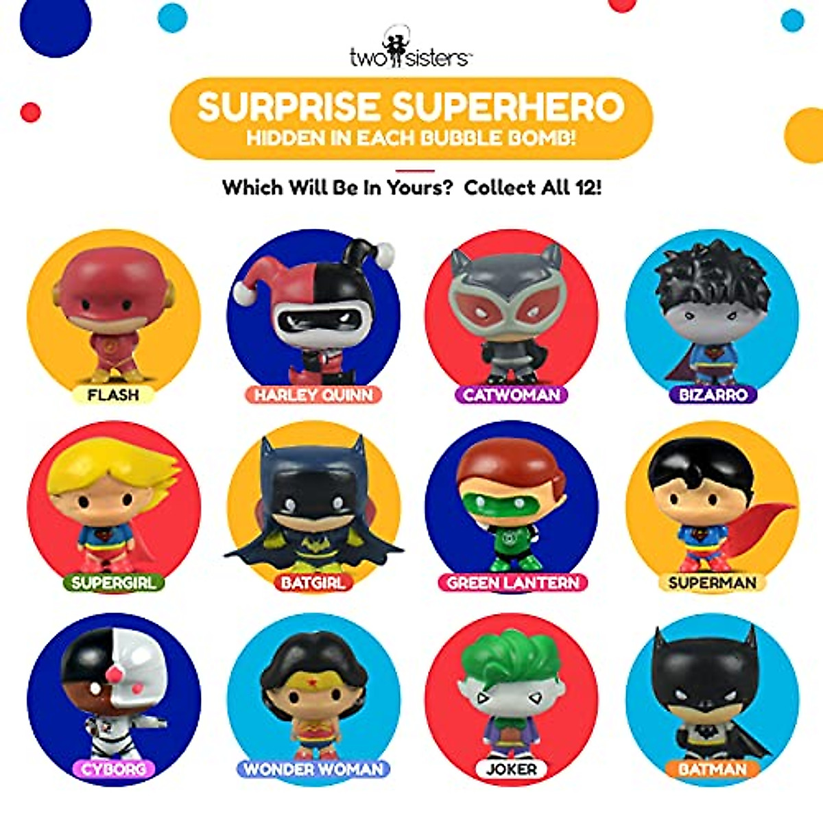 Superhero Bubble Bath Bomb for Kids with Surprise Superhero Toy Inside by Two Sisters. Large 99% Natural Fizzy in Gift Box. Moisturizes Dry Sensitive Skin. Releases Color, Scent, Bubbles