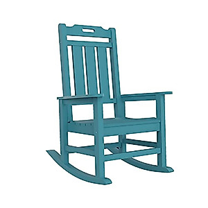 Presidential Rocking Chair HDPE Rocking Chair Fade-Resistant Porch Rocker Chair, All Weather Waterproof for Balcony/Beach/Pool,Blue