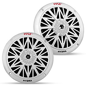 Pyle 5.25 Inch Dual Marine Speakers - 2 Way Waterproof and Weather Resistant Outdoor Audio Stereo Sound System with 150 Watt Power, Poly Carbon Cone, Cloth Surround and Low Profile Design - 1 Pair