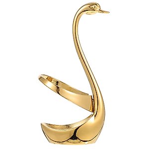 Hemoton Dinnerware Set Spoon Stand Stainless Steel Utensil Holder Fruit Dessert Flatware Swan Base Holder Spoon Organizer for Countertop (Golden) Spoon and Fork Holder Stainless Steel Swan Holder