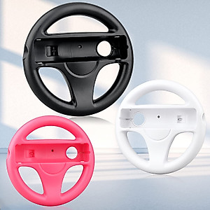 OSTENT Kart Racing Games Steering Wheel for Nintendo Wii Remote Controller Super Mario Game Color Black