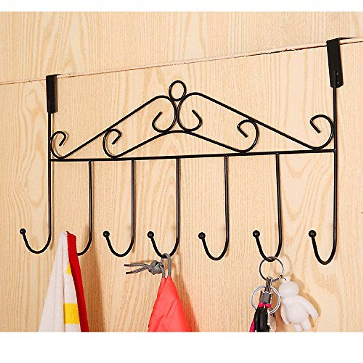 Over The Door Hooks,Over The Door Hanger for Hanging,Over Door Towel Rack Coat Rack Hanger Hooks for Clothing,Anti-Rust Overdoor Organizer Rack with 7 Hooks for Bathroom Bedroom Hat Purse Robe