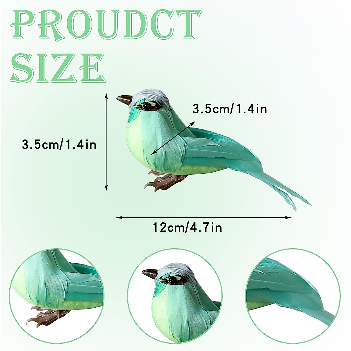 LWINGFLYER 6pcs Artificial Simulation Foam Feather Bird Sparrow 4.7" Bird Ornaments for Tree Decor Craft Decoration Home Party Accessories (Claw)