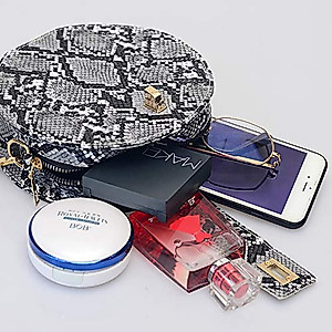 abigail paige Fashion Crossbody Bag Snakeskin Shoulder Bag with Chain Strap for Women (white), Small