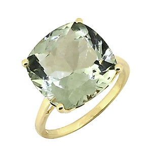 YoTreasure Green Amethyst Solid Sterling Silver Gold Plated Statement Ring Jewelry