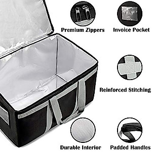DERABY Insulated Delivery Bag Carrier XXXL 23"x15"x14" Commercial Grade