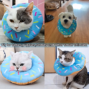 ZHUOKECE Cat Cone Collar Soft, Cute Cat Donut Cat Recovery Collar Adjustable Elizabethan Collar for Wound Healing, Comfortable Lightweight Neck Cone for Kitten Dog (Blue, M)