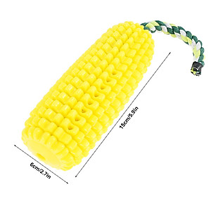 Dog Chew Toys for Aggressive Chewers Dog Corn Toothbrush Stick Teeth Cleaning Squeaky Toy with Chewing Rope for Medium Dogs Tough Dog Dental Teeth Cleaning Chew Toy (Yellow)