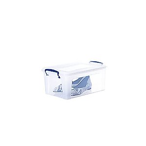 Superio Clear Storage Bin with Lid, Stackable Plastic Deep Storage Latch Box with Snap Lock Closure (9.5 Quart)