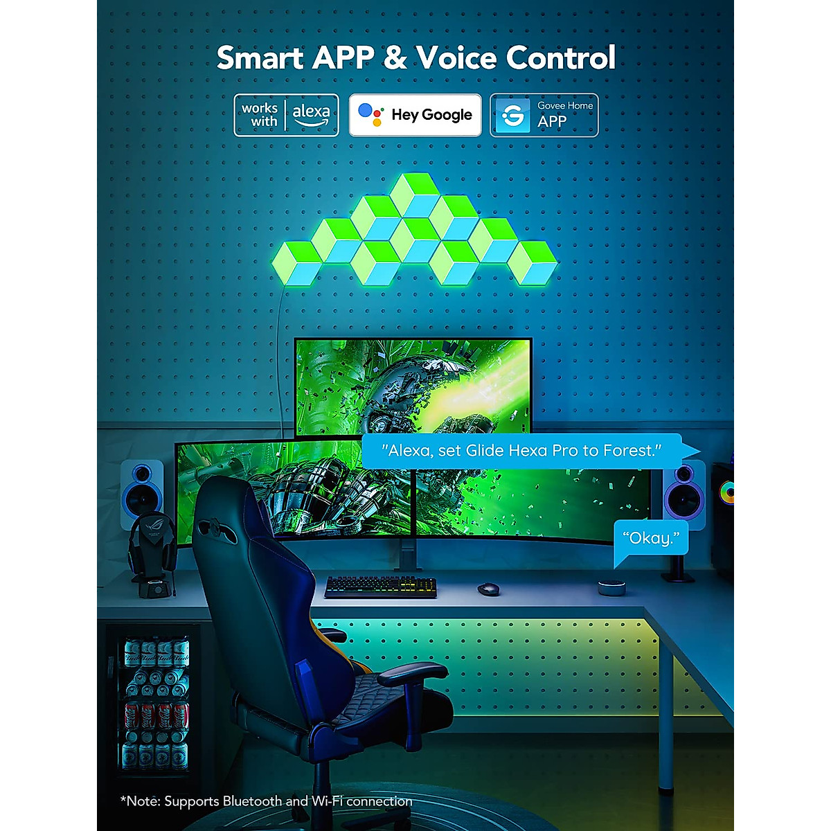 Govee Glide Hexa Pro Light Panels, RGBIC 3D Hexagon Wall Lights, Wi-Fi LED Creation Light with Music Sync, Works with Alexa Google Assistant for Living Room, Bedroom, Gaming Rooms, 10 Pack